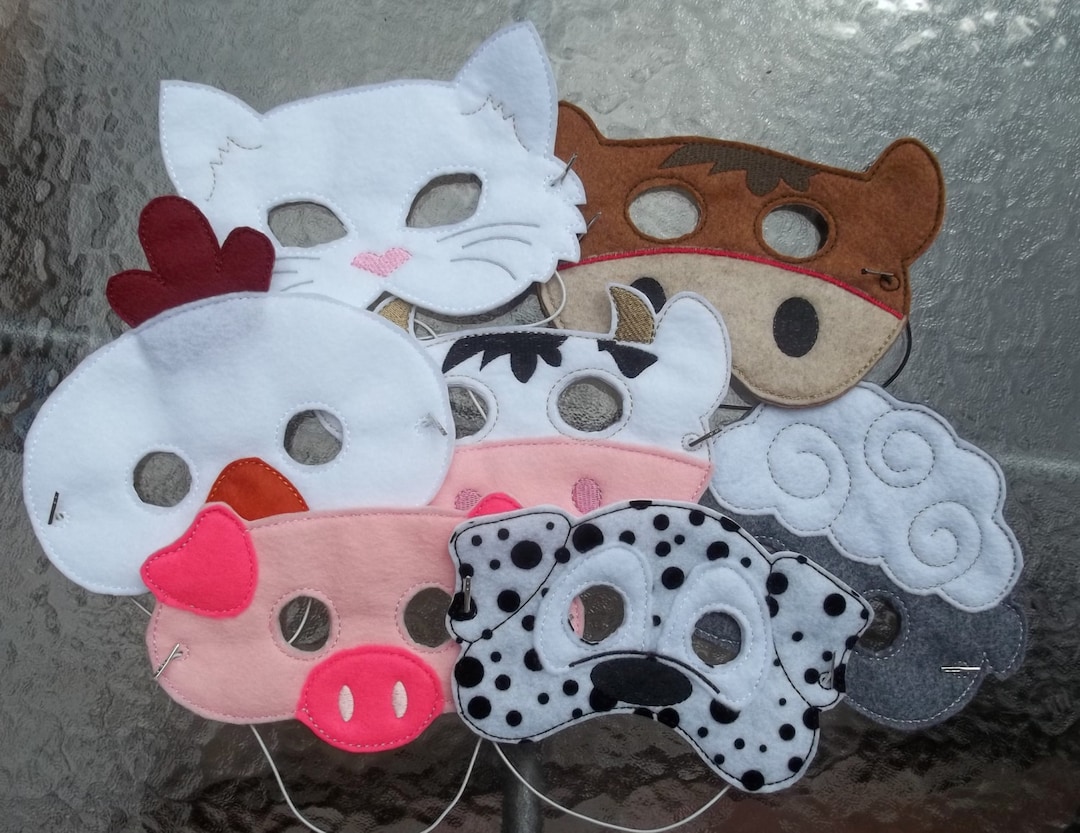 Felt Old Macdonald Farm Animal Mask Pretend Play Set 7 Animal Masks Cat ...