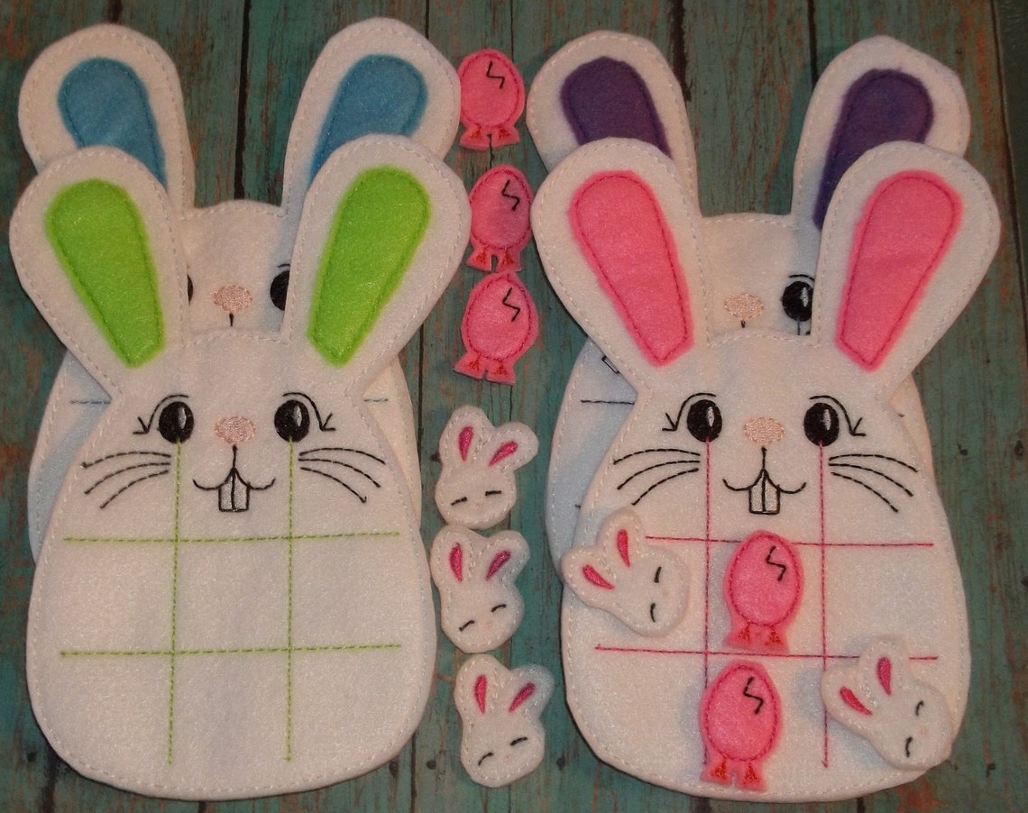 Easter Bunny Tic Tac Toe Felt Game Embroidered Board Games Educational ...