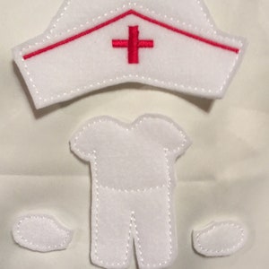 Nurse Doctor Dress up Set Paper Dolls Felt Embroidered Doll Medical Bag ...