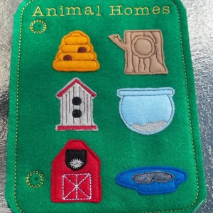 Animal Homes Busy Book Embroidered Felt Learn Teach Quiet Book Page Bee ...