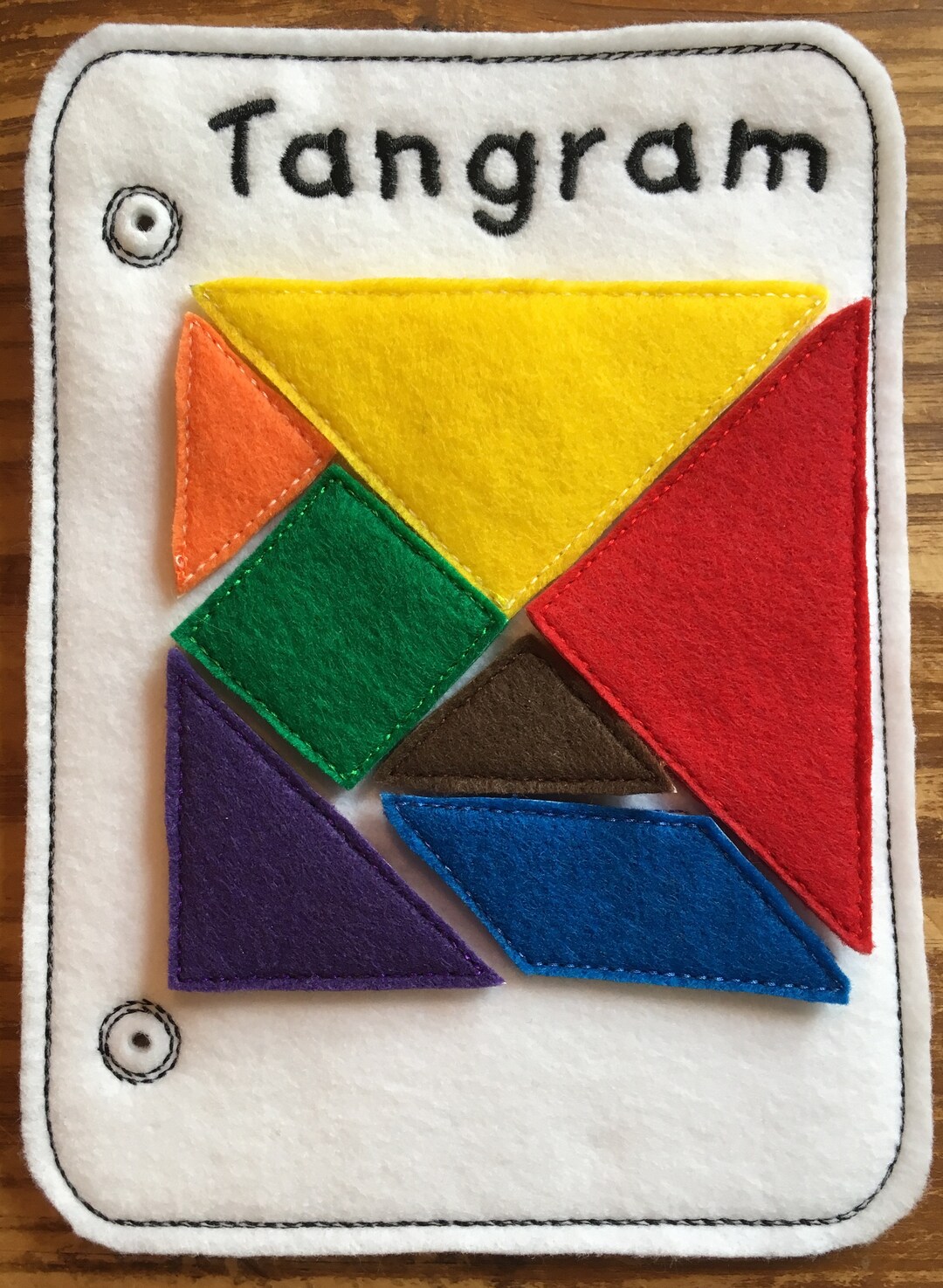 Child Gift Tangram Puzzle Busy Book Page Color & Shape Match Learning ...