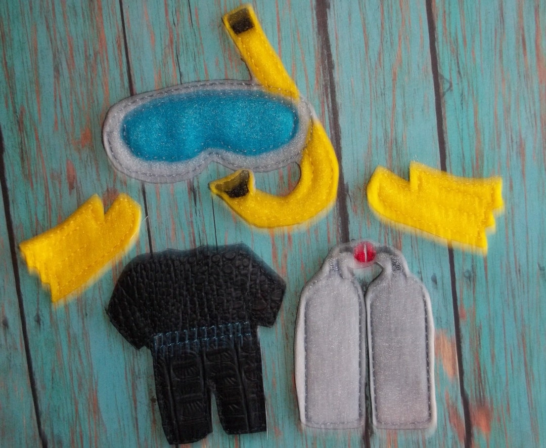 Boy or Girl Gift Scuba Diving Set for Felt Doll Embroidered Scuba Suit ...