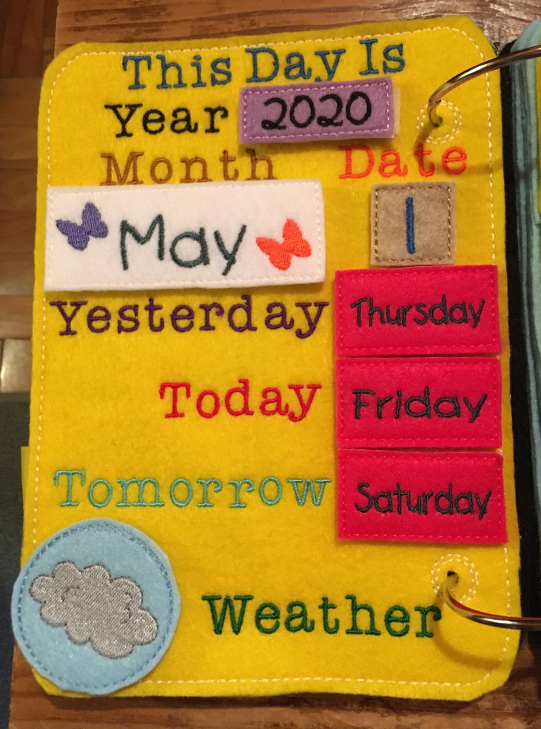 Children Gift Perpetual Daily Calendar Morning Board Weather Chart Felt ...