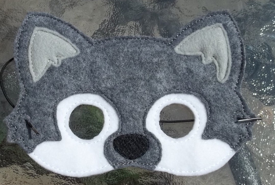 Child Gift Felt Grey Gray Wolf Mask Woodland Forest Animal Pretend ...