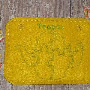 Teapot, Jigsaw Puzzle Printed Fabric or Solid Color, Quiet Busy Book ...