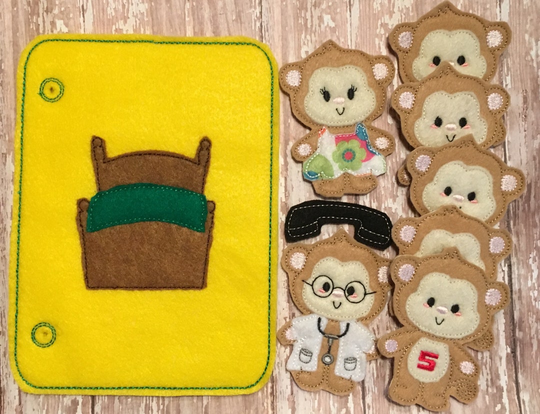 5 Five Little Monkeys Jumping on the Bed Finger Puppet Set - Etsy