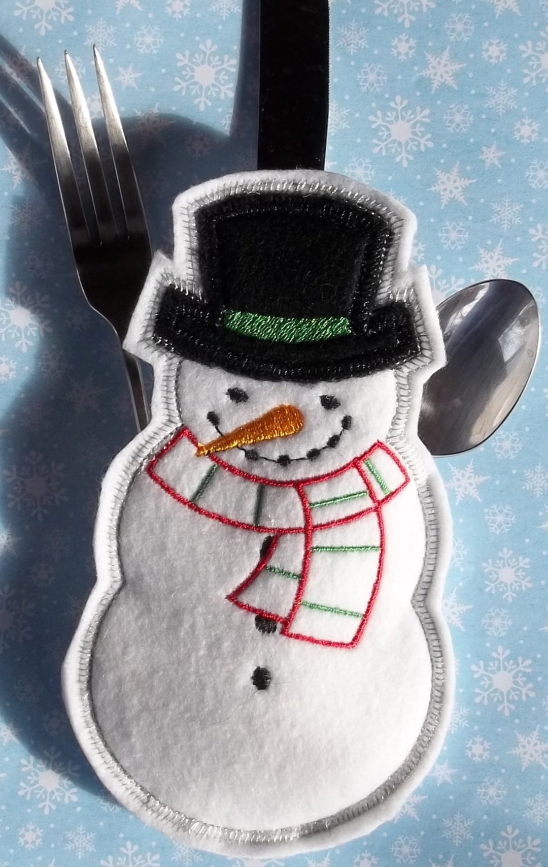 Snowman Silverware Holder Cutlery Holder Set of Four - Etsy