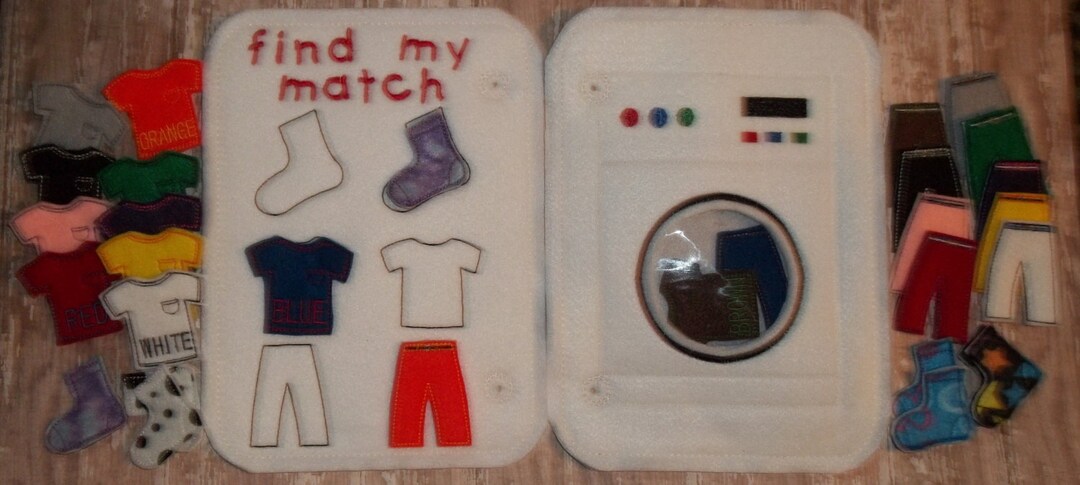 Felt Book Busy Book Washing Machine Matching Spell Color Shape Sorting ...