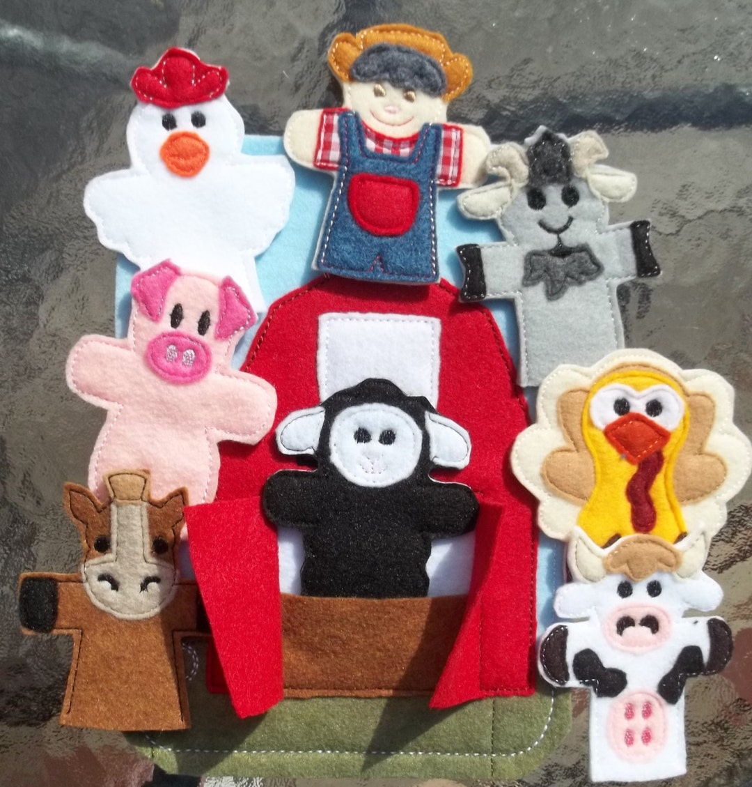 Old Macdonald Finger Puppet Flap Door W Stall Pocket Bag W Barn ...