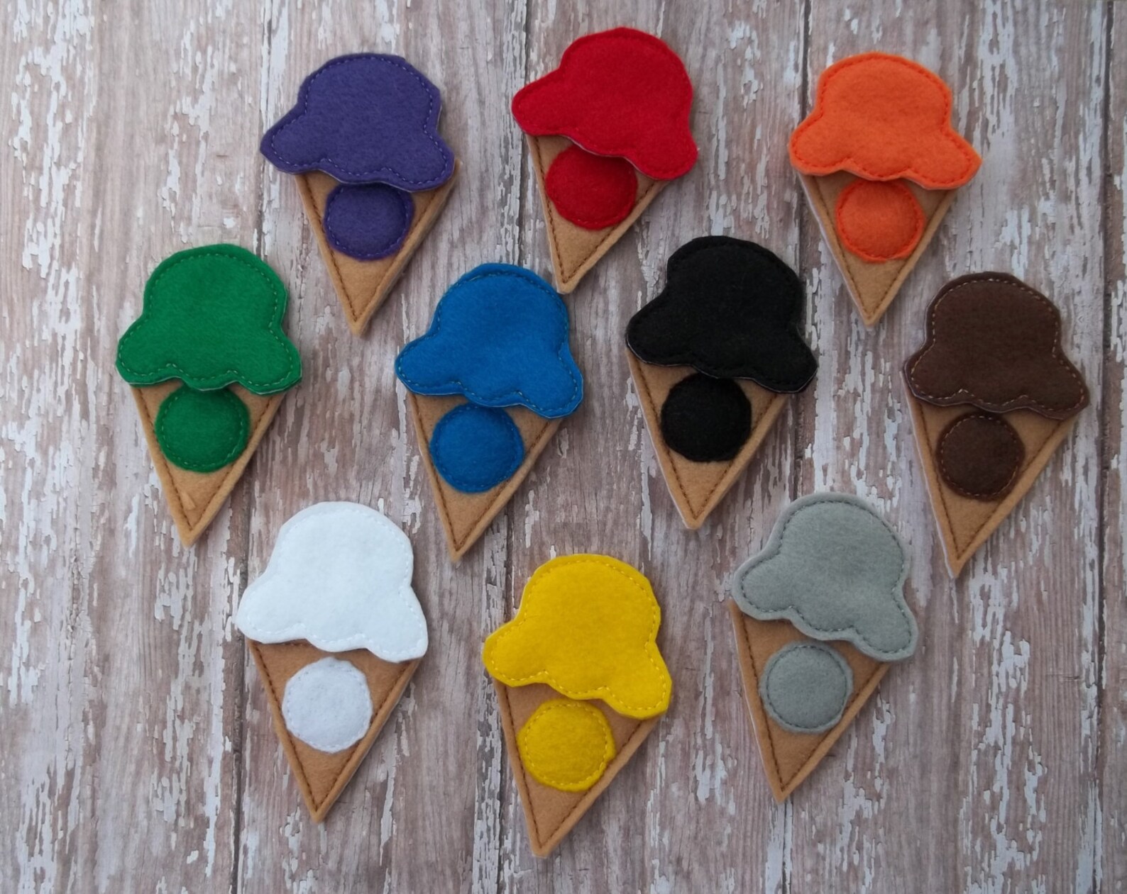 Ice Cream Cone Color Felt Matching Game 10 Cones With Colored - Etsy
