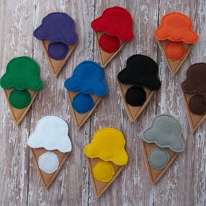 Ice Cream Cone Color Felt Matching Game 10 Cones With Colored Dots10 ...