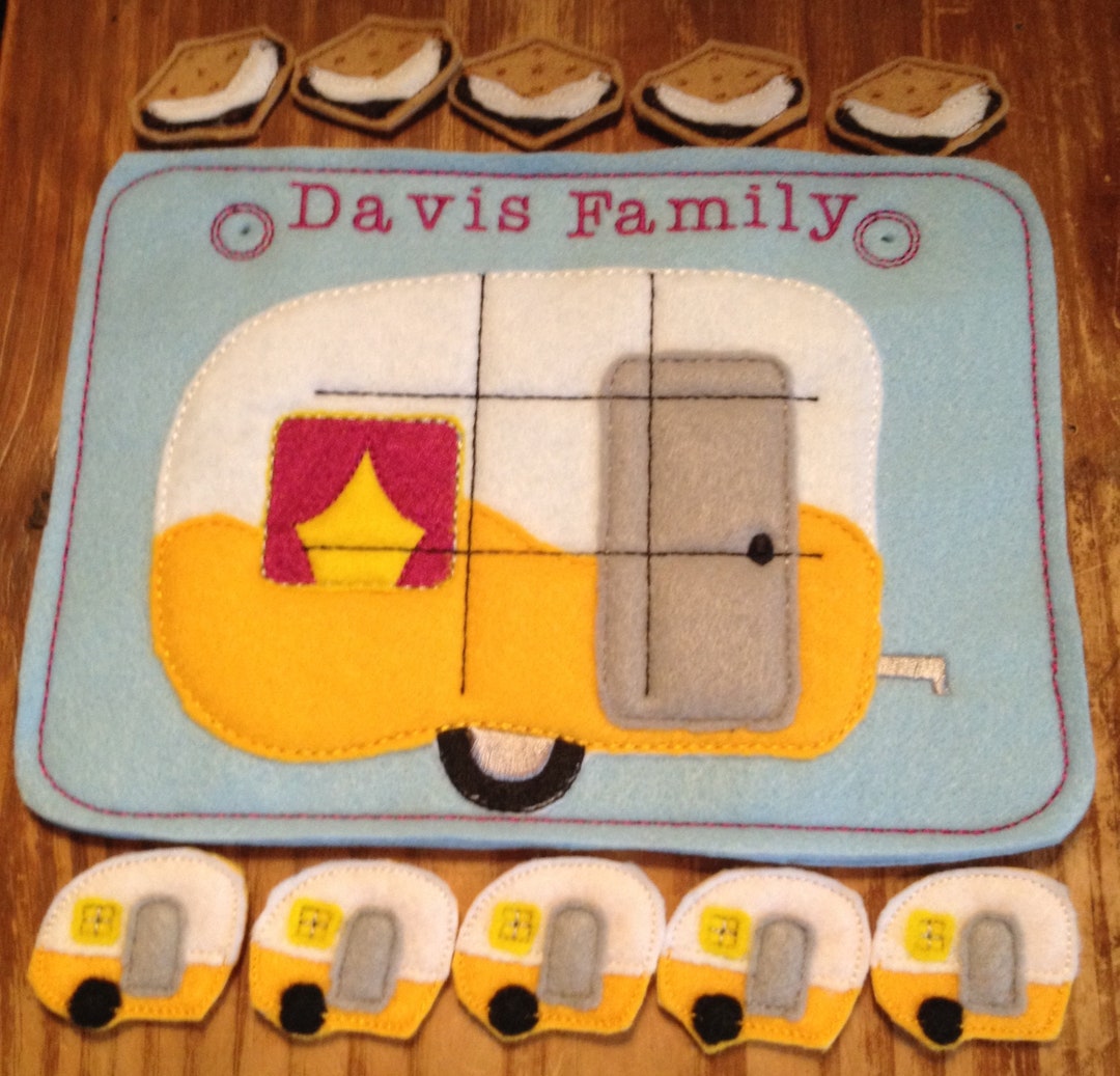 Personalized Felt Family Camper Tic Tac Toe Busy Bag Camp Camping Mini ...