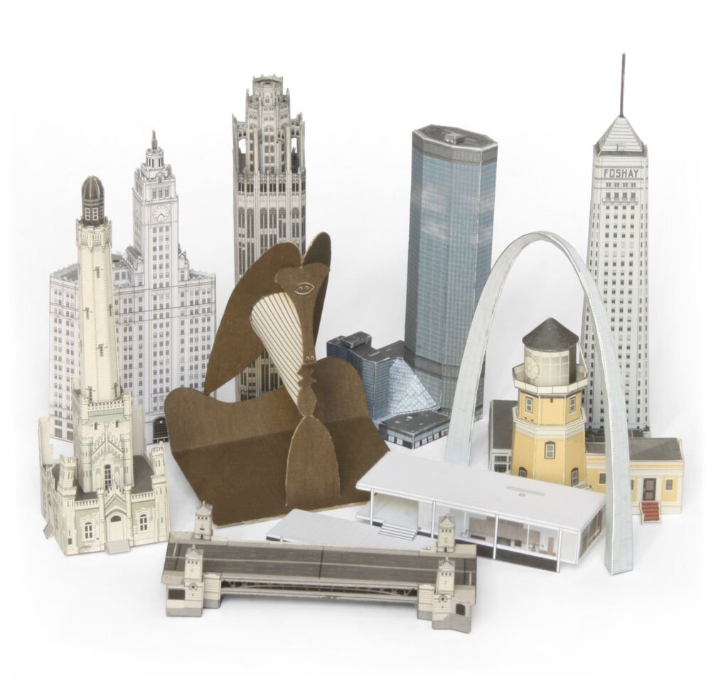 Build Your Own Midwest Landmarks Architectural Paper Model Postcards - Etsy