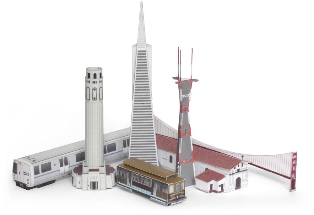 Build Your Own San Francisco Architectural Paper Model Postcards - Etsy