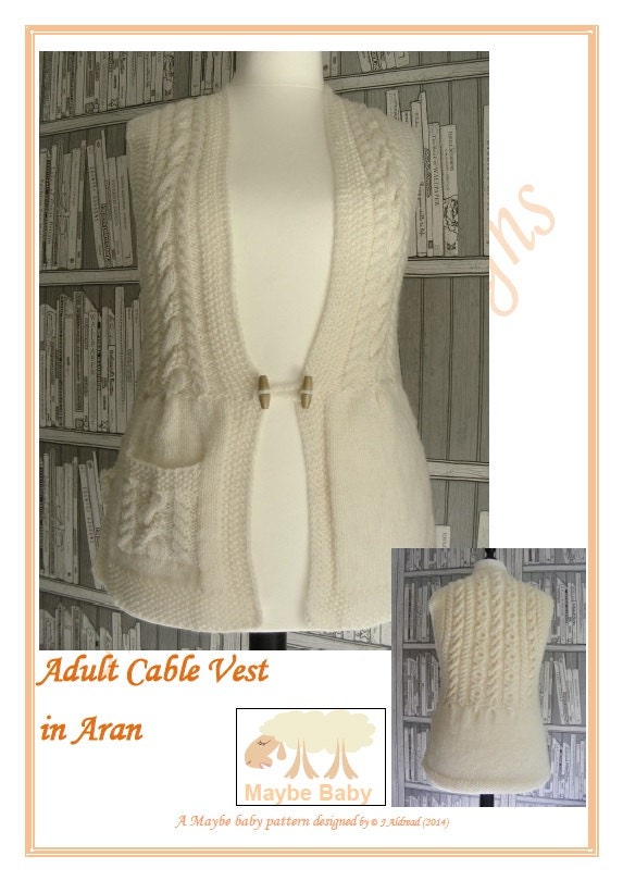 Adult Cable Vest in Aran Instant Download PDF - Etsy
