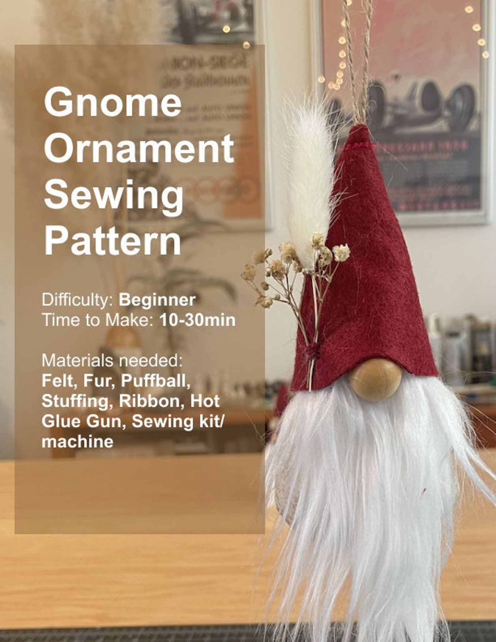 Easy DIY Gnome Ornament Pattern PDF - Etsy