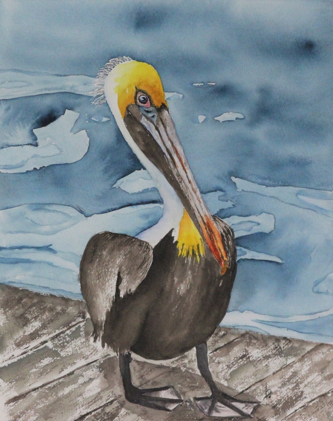 Pelican Painting, Pelican Watercolor, Pelican Art, Coastal Bird Art ...
