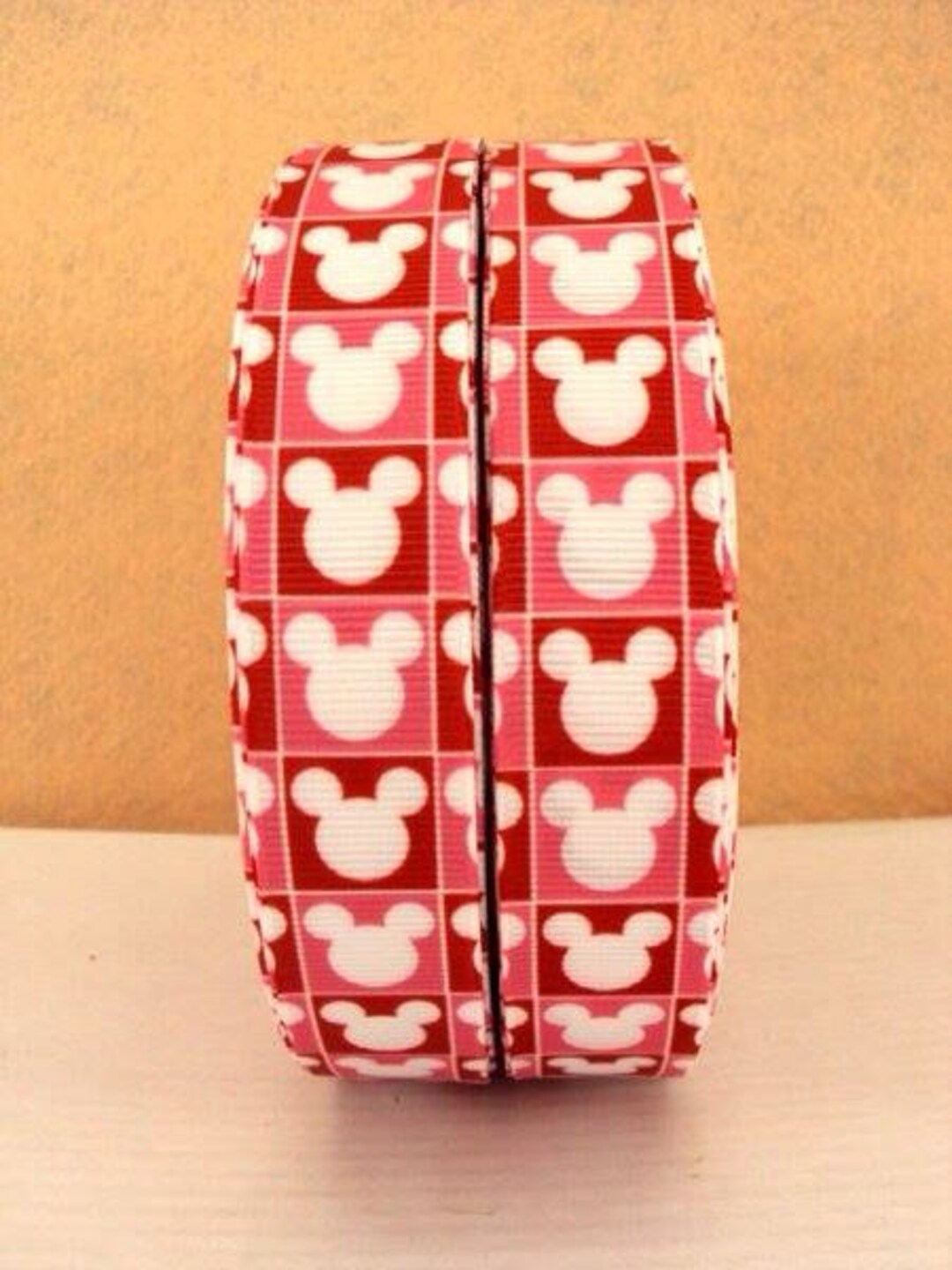 5 YDS Pink and Red Mickey Mouse Head Ribbon - Etsy