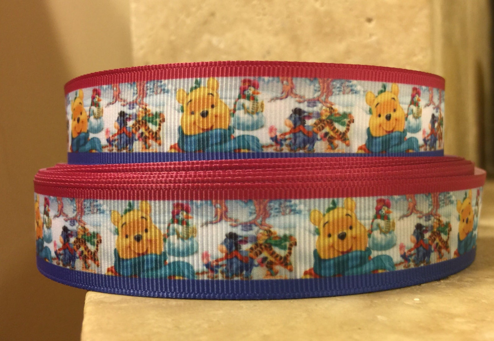 5 YDS Winnie the Pooh Winter Ribbon - Etsy
