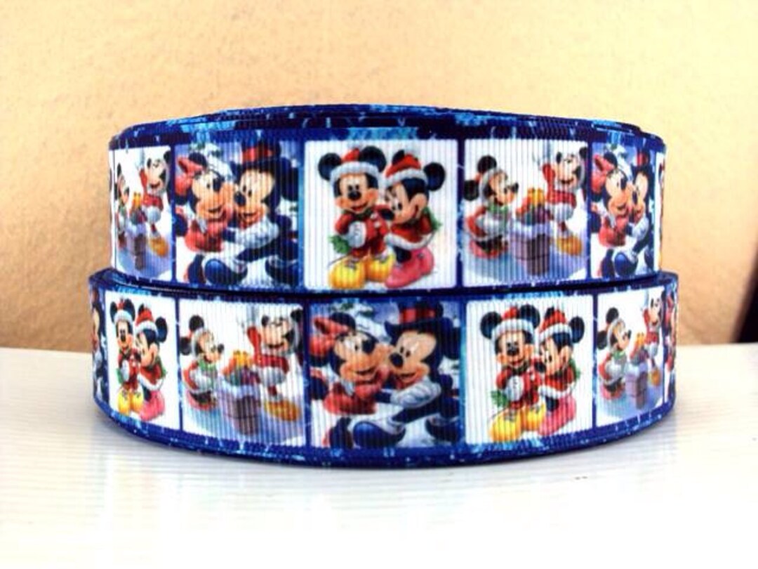 5 YDS Mickey Mouse and Minnie Mouse Blue Holiday Ribbon - Etsy
