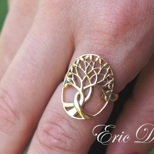 Tree of Life Ring in Sterling Silver Yellow Gold or Rose | Etsy