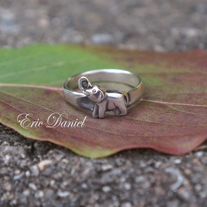10K 14K 18K Solid Gold Baby Elephant Ring in Yellow, Rose or White Gold ...