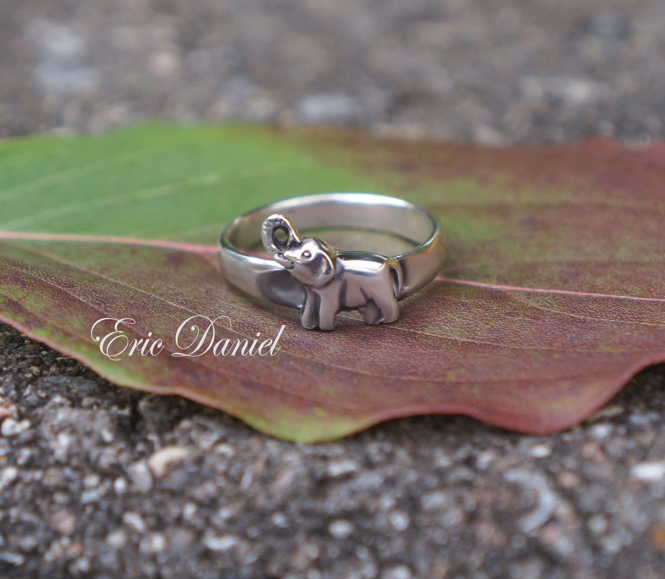 10K 14K 18K Solid Gold Baby Elephant Ring in Yellow, Rose or White Gold ...