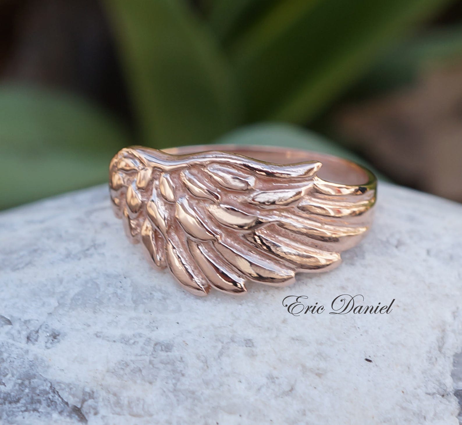 Unisex Angel Wing Ring in 10k 14k or 18k Solid Gold Bird | Etsy