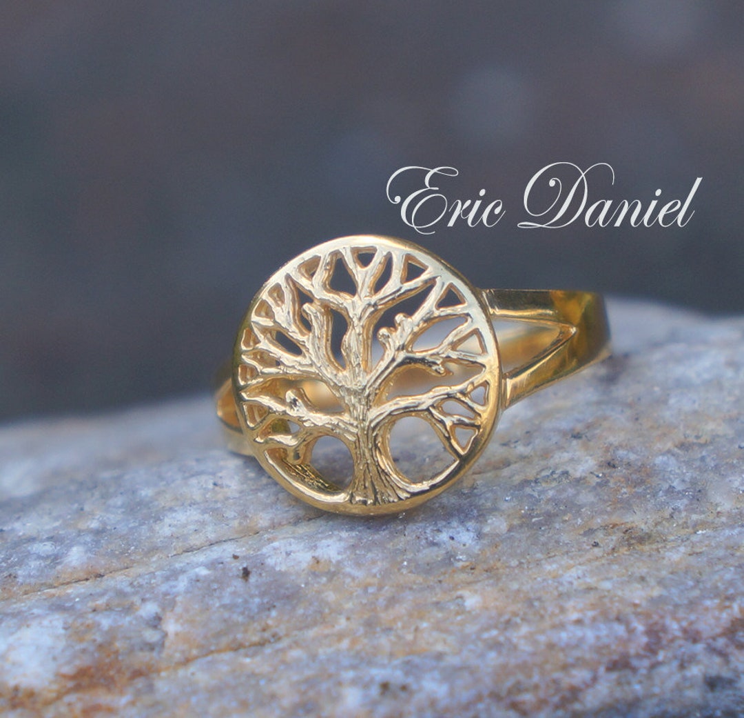 10K, 14K or 18K Solid Gold Tree of Life Ring in Yellow, Rose or Whtie ...
