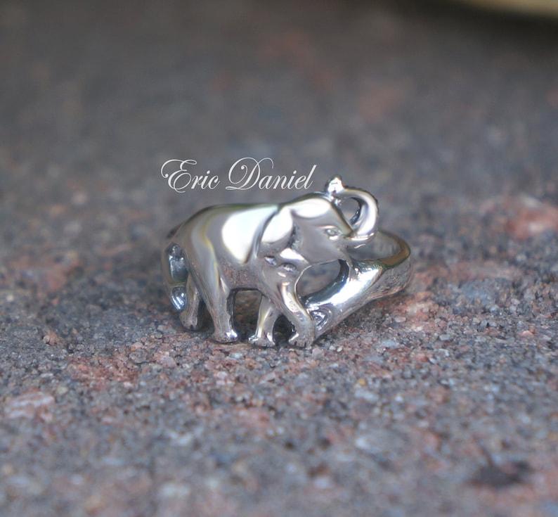 Good Luck Elephant Ring With Trunk Up in Sterling Silver | Etsy