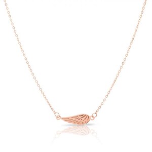 14K Solid Gold Wing Necklace, Mini Angel Wing Necklace in Yellow or ...