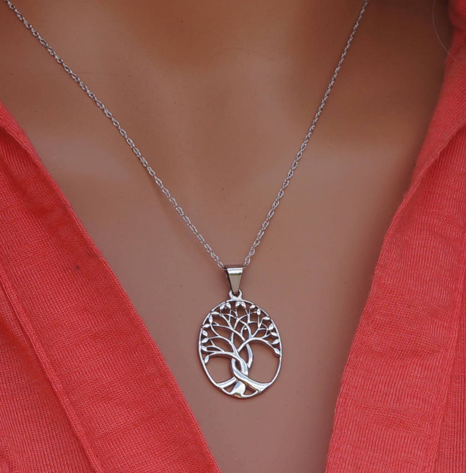 Tree of Life Pendant Necklace in Solid gold 10K 14K and 18K | Etsy