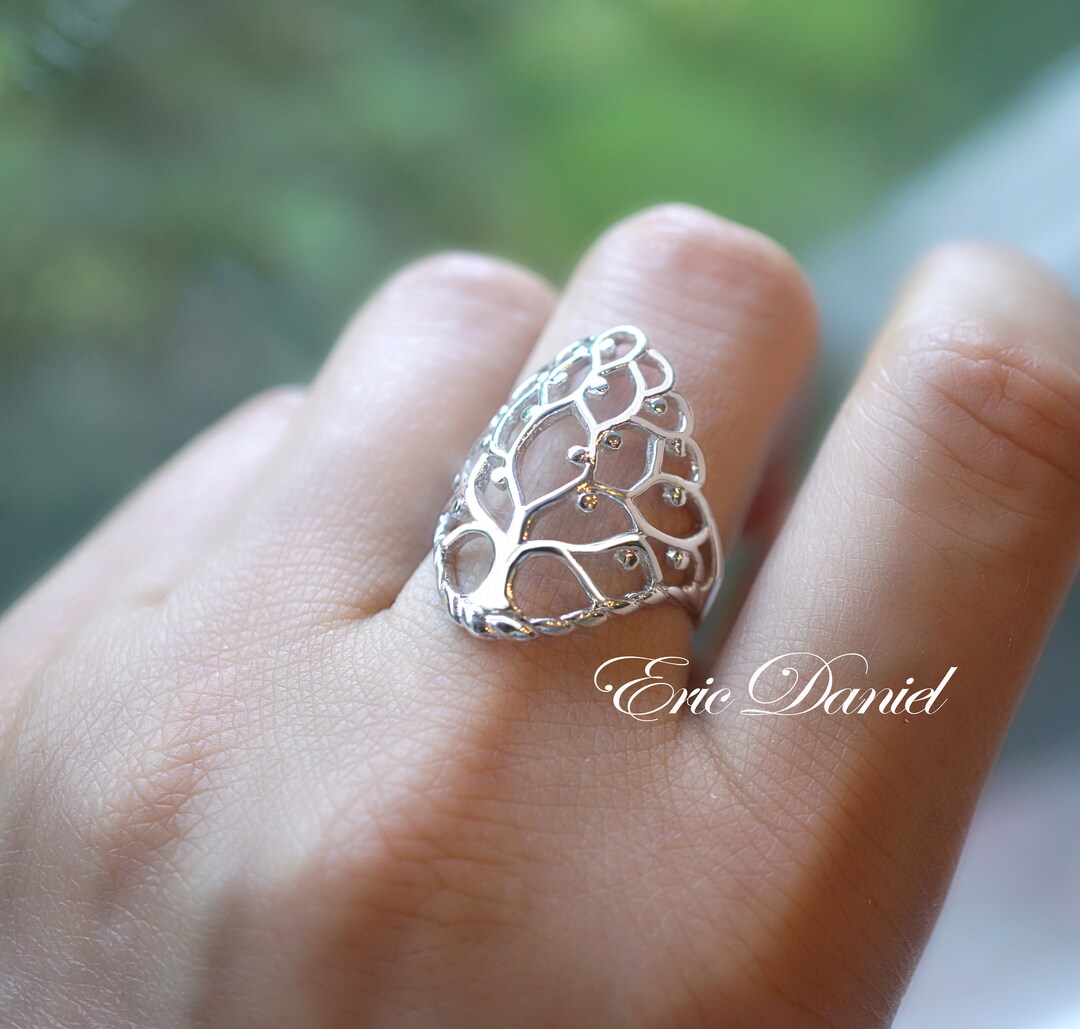 Tree of Life Ring in Solid Gold: 10k, 14k or 18k White, Yellow or Rose ...