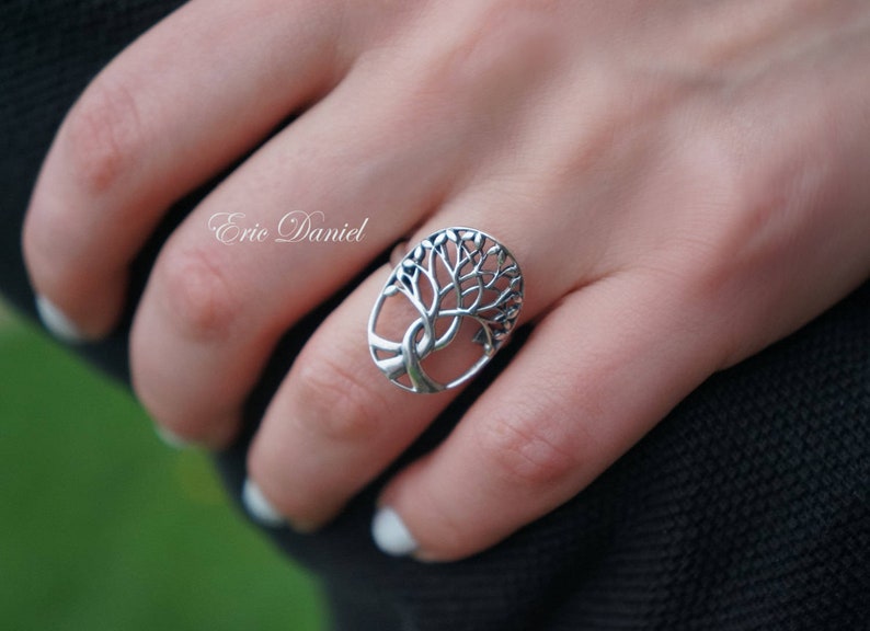 10K, 14K 18K Solid Gold, Tree of Life Ring in Yellow Gold, Rose Gold or ...