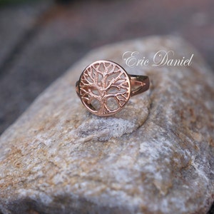 Solid Gold 10k, 14k, 18k Tree of Life Ring in White, Yellow or Rose ...
