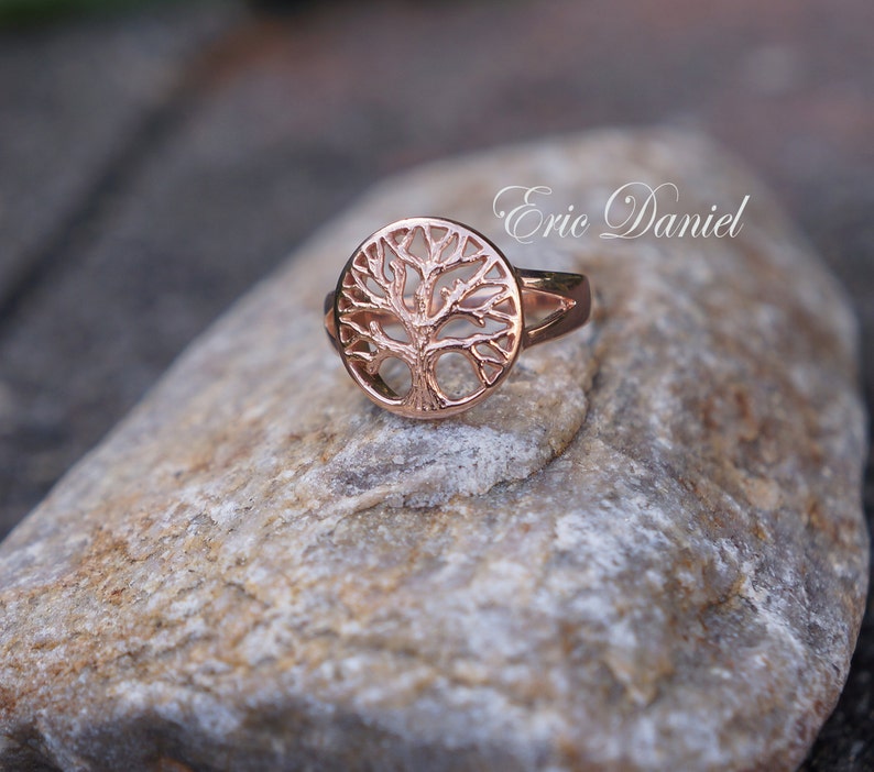 Solid Gold 10k, 14k, 18k Tree of Life Ring in White, Yellow or Rose ...