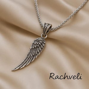 Angel Wing Necklace in Sterling Silver With Large Rope Chain, Bird Wing ...