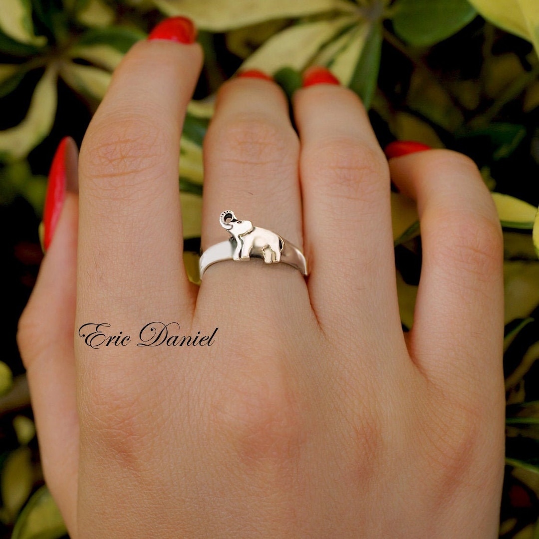 10K 14K 18K Solid Gold Baby Elephant Ring in Yellow, Rose or White Gold ...