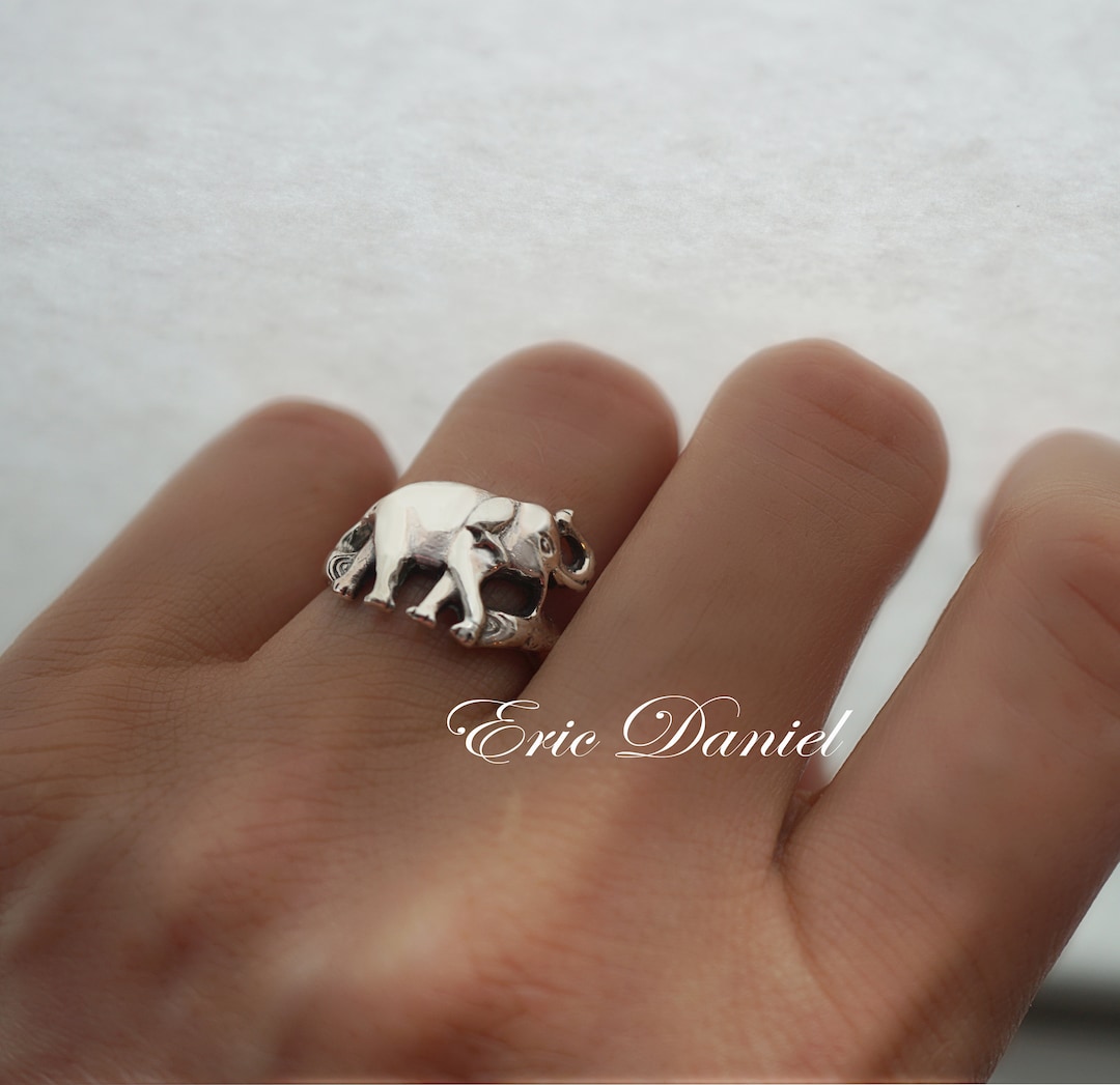 Good Luck Elephant Ring With Trunk up in Sterling Silver, Protective ...