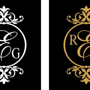 Elegant Wedding Circle Monogram Stencil for DIY Signs, Banners, Fabric ...