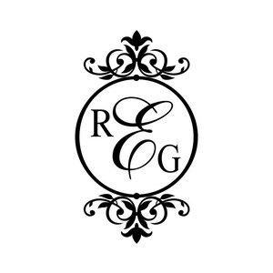 Elegant Wedding Circle Monogram Stencil for DIY Signs, Banners, Fabric ...