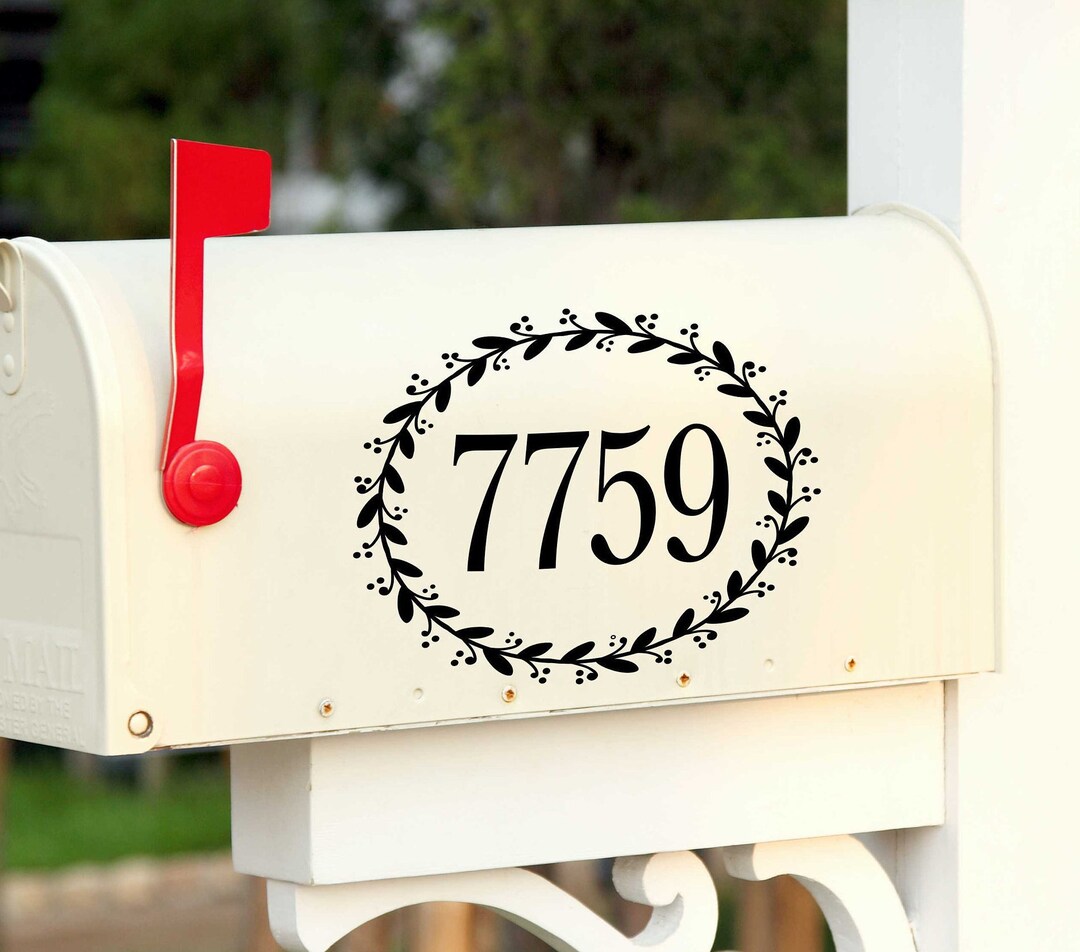 Address Wreath With Berries DECAL Mailbox Decal Address Decals - Etsy