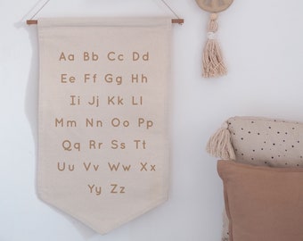 Boho Alphabet Poster , Retro Kid Room Playroom Wall Hanging, Nursery ...