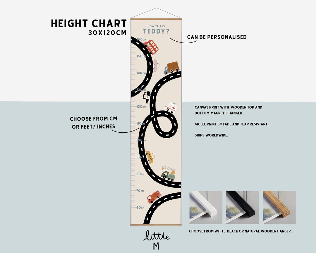 Vehicles Height Chart - Can Be Personalised. Comes Ready to Hang With ...