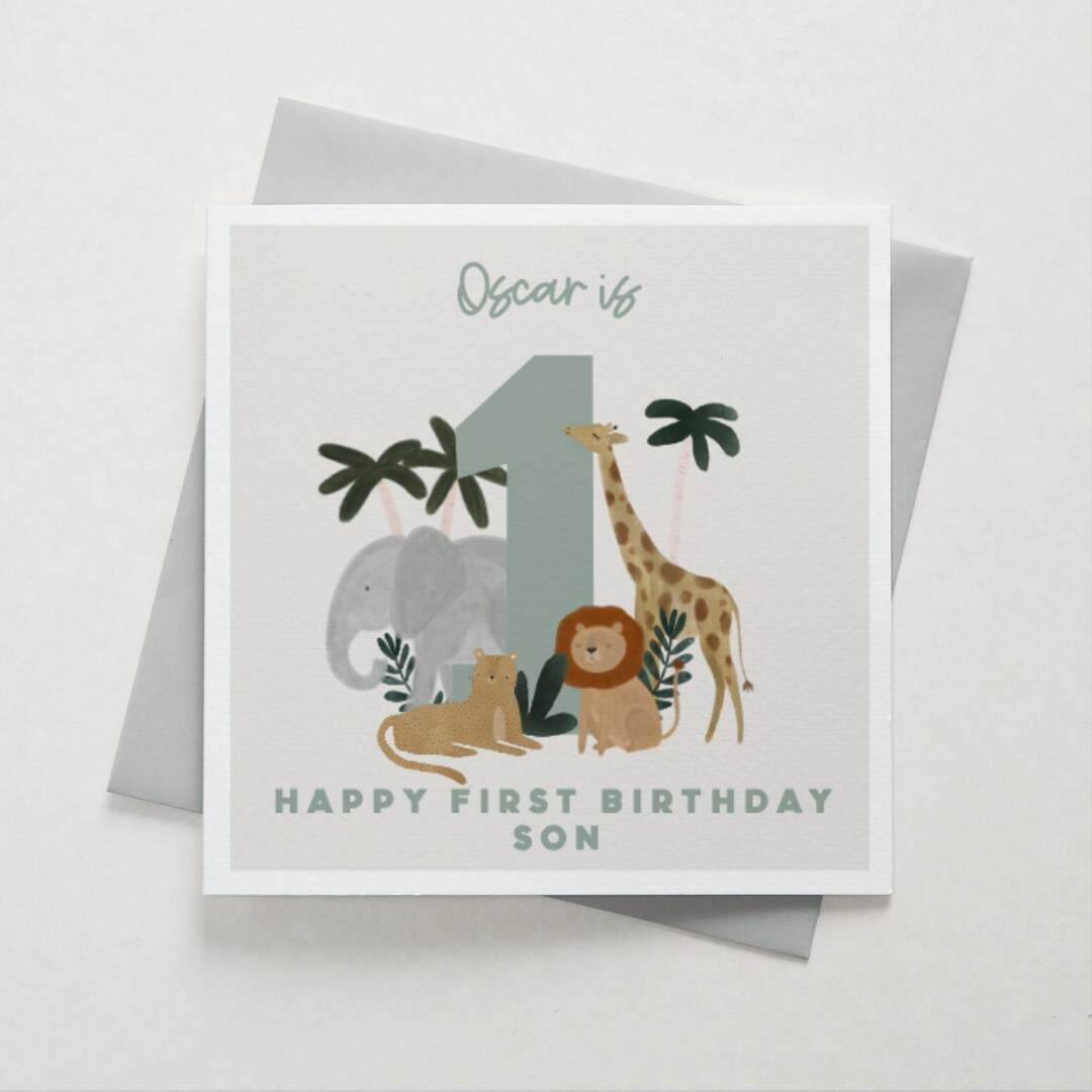 Safari Number Birthday Card - Can Be Personalised - Etsy