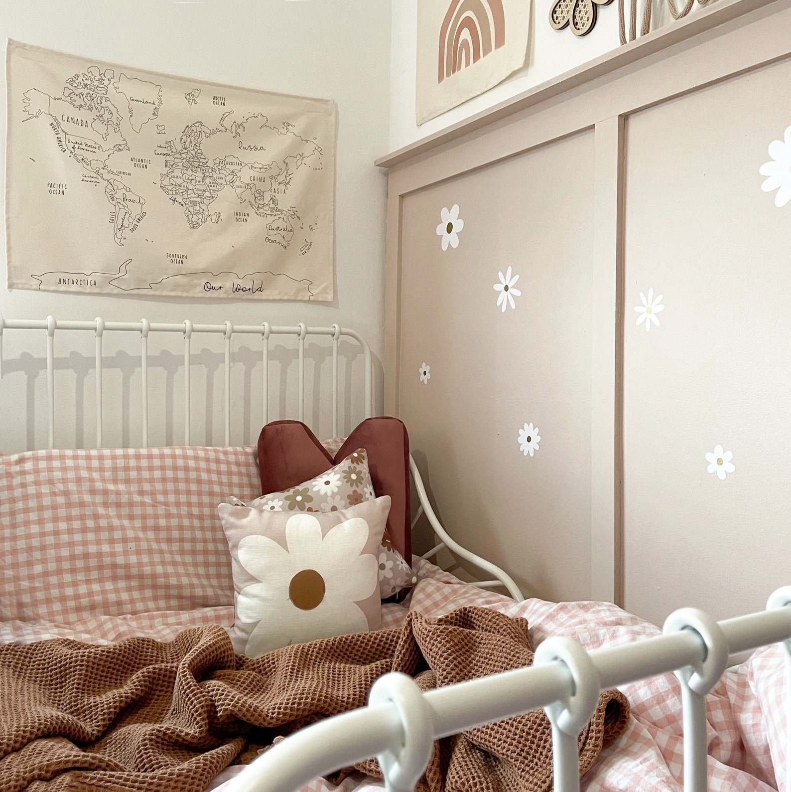 Small World Map Fabric Wall Hanging Natural Organic Cotton - Etsy