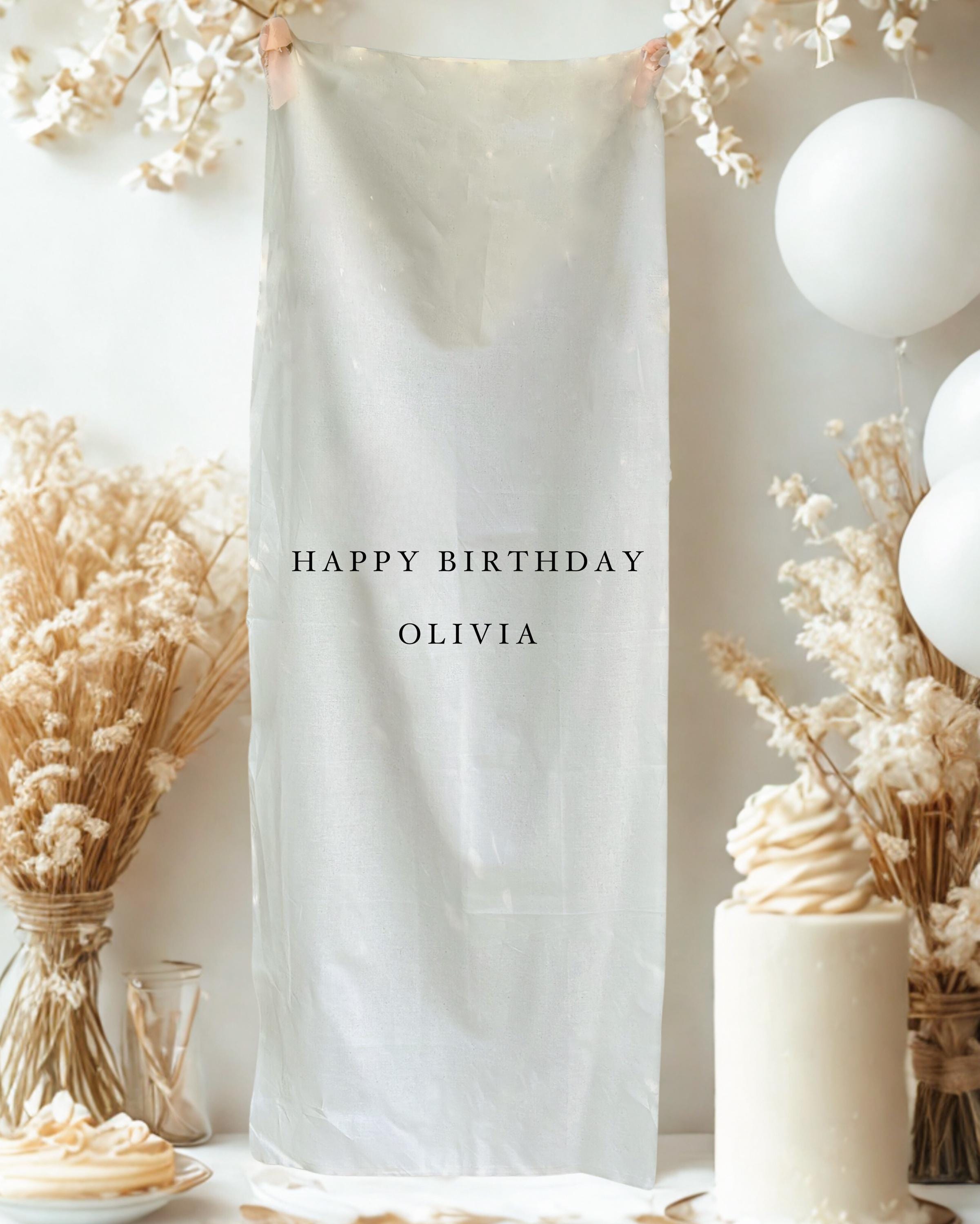 Simple Happy Birthday Personalised Raw Edge Wall Hanging. More Banner ...