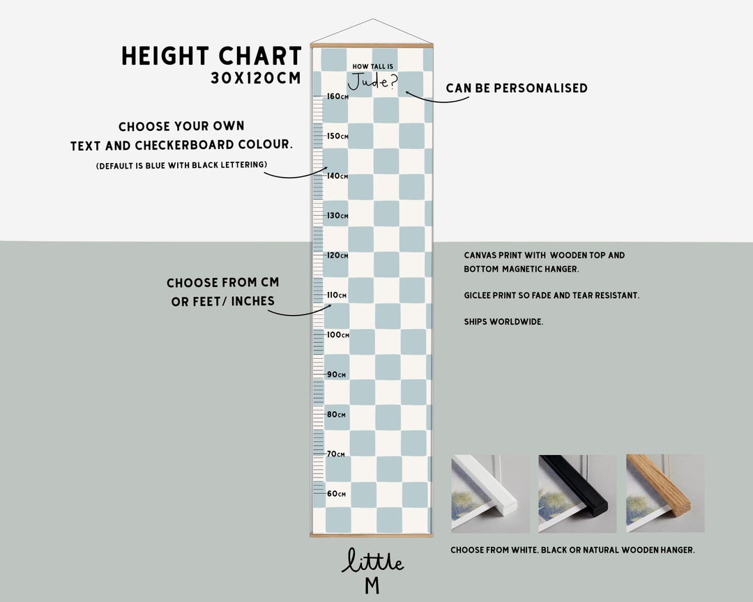 Checkerboard Height Chart, More Colours Available - Can Be Personalised ...