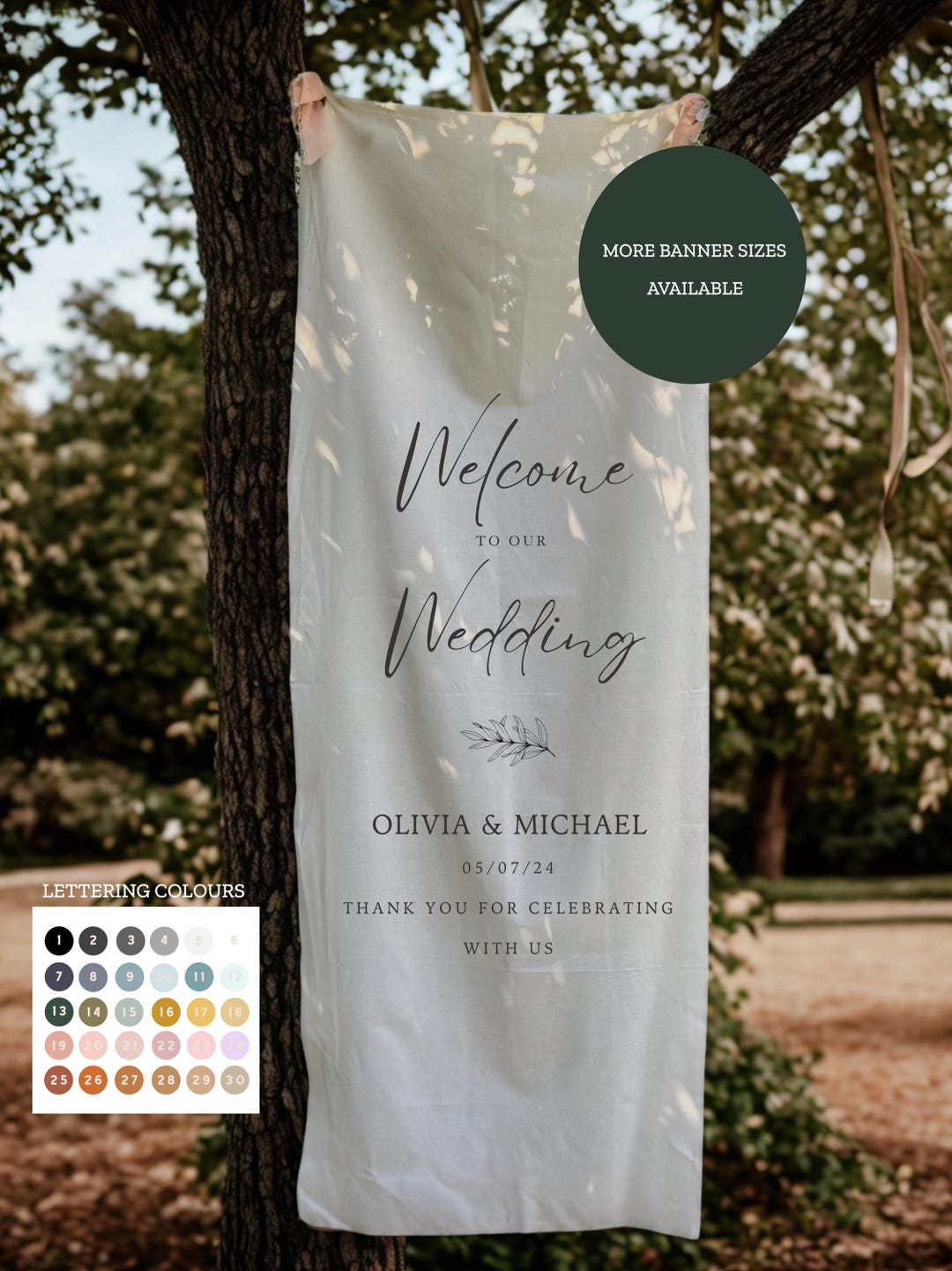 Wedding Welcome Sign Calligraphy Script Personalised Raw Edge Wall ...