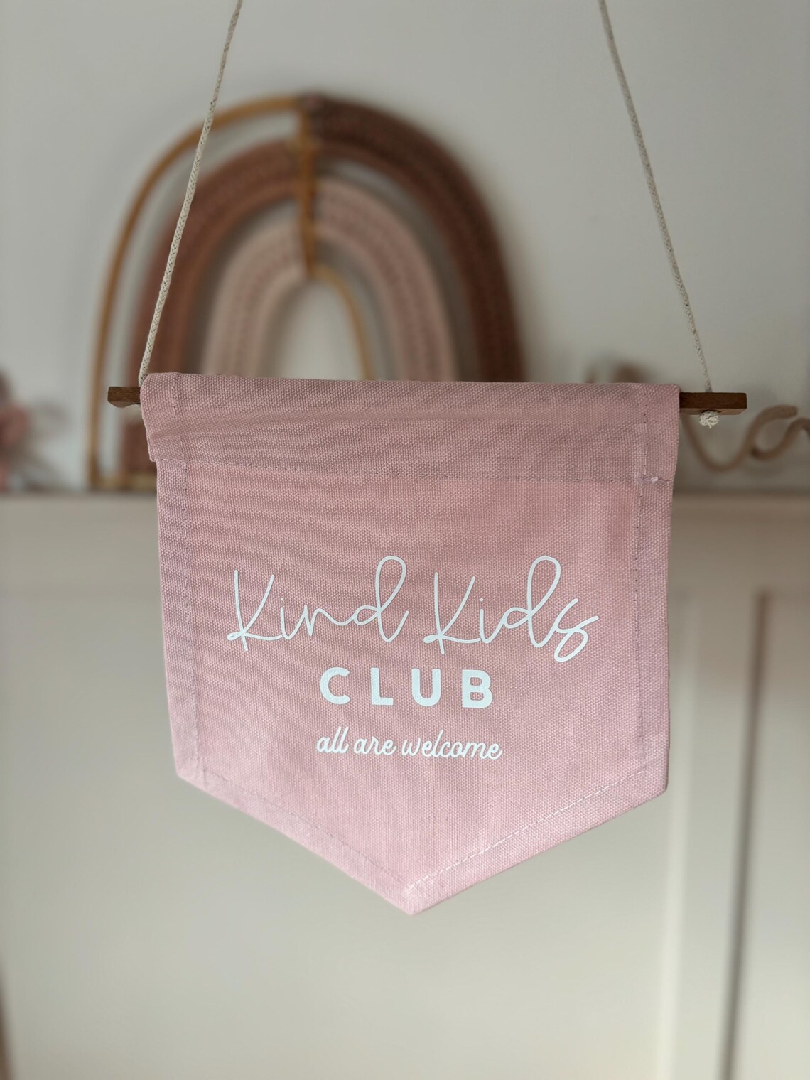 Kind Kids Club Script Hanging Banner in Pink - Etsy